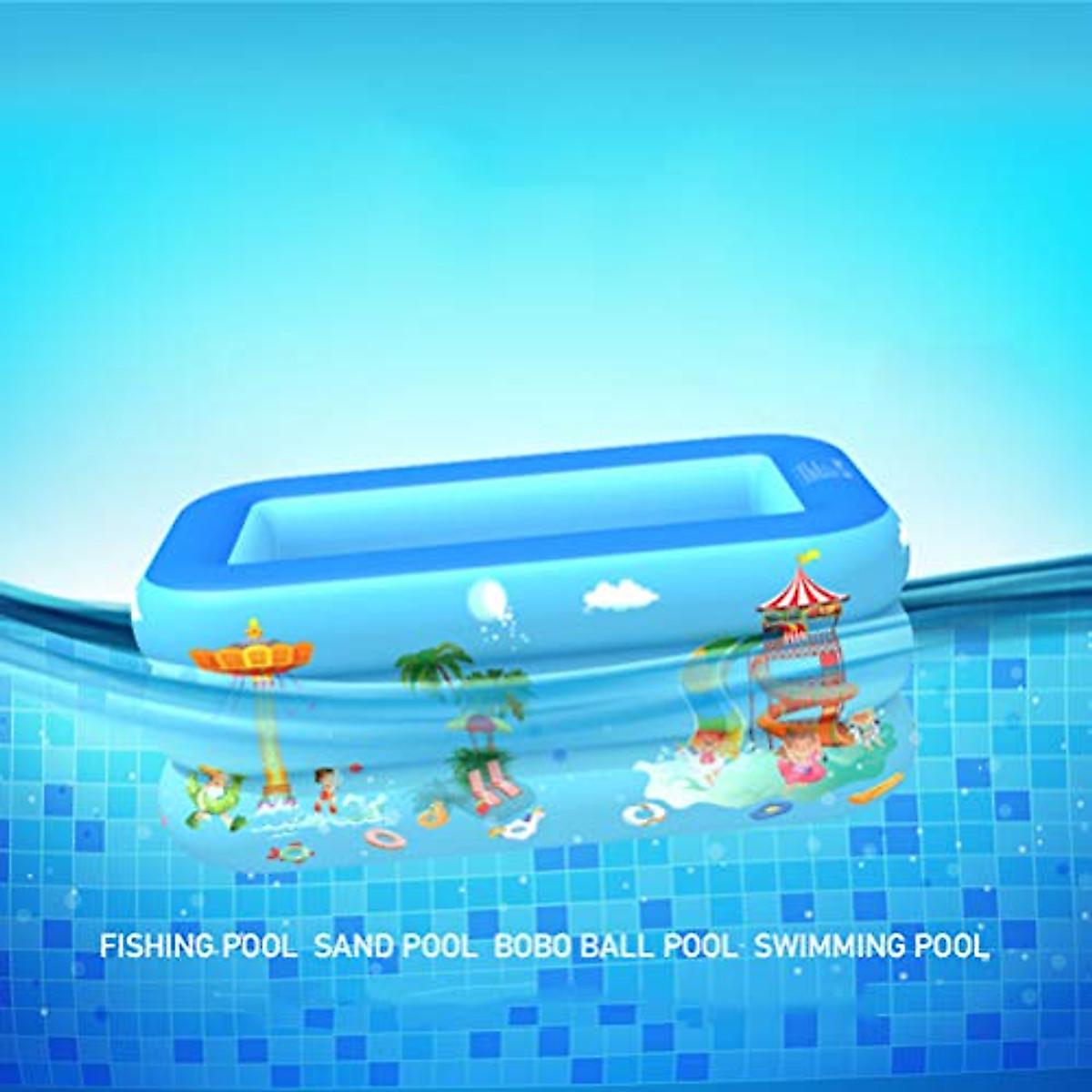 BESPORTBLE Kids Pool Inflatable Swimming Pool Blow up Family Pool Lounge Kiddie Pool for Kids Adults Garden Play Toy (Blue) 120cm Double Layer Kids Swimming Pool