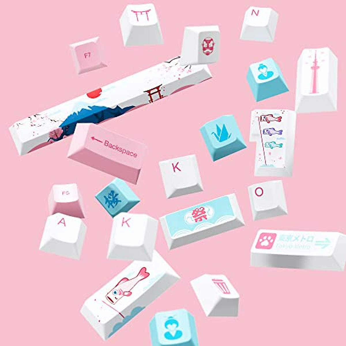 Akko World Tour Tokyo R2 185-Key Cherry Profile Dye-Sub PBT Keycaps Set for Mechanical Keyboards (English Version)