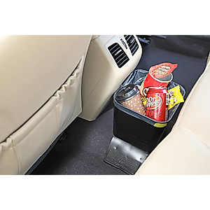 HAUSSIMPLE Car Trash Can Waterproof Plastic Garbage Bin Litter Waste Basket Auto Interior Organizer 1.4 Gallon with No Tip Stability Flap Pack of 2 (Black)