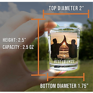 2pk Personalized Printed Photo 2.5oz Shot Glasses, Gifts for Dads and Moms, custom image or pictures – anniversaries, party favors, bachelor or bachelorette party, 21st birthday shot glass
