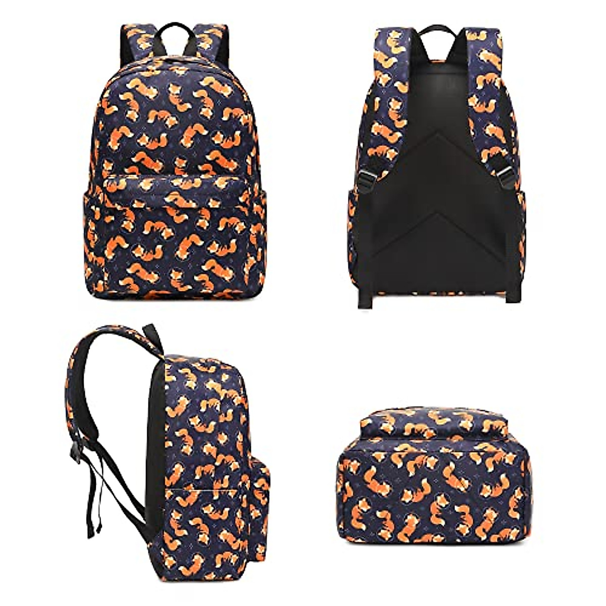 Xunteny Fox Girls School Backpack for Kids Teens, Elementary Middle School Backpacks Bookbag Set with Lunch Bag Pencil Case