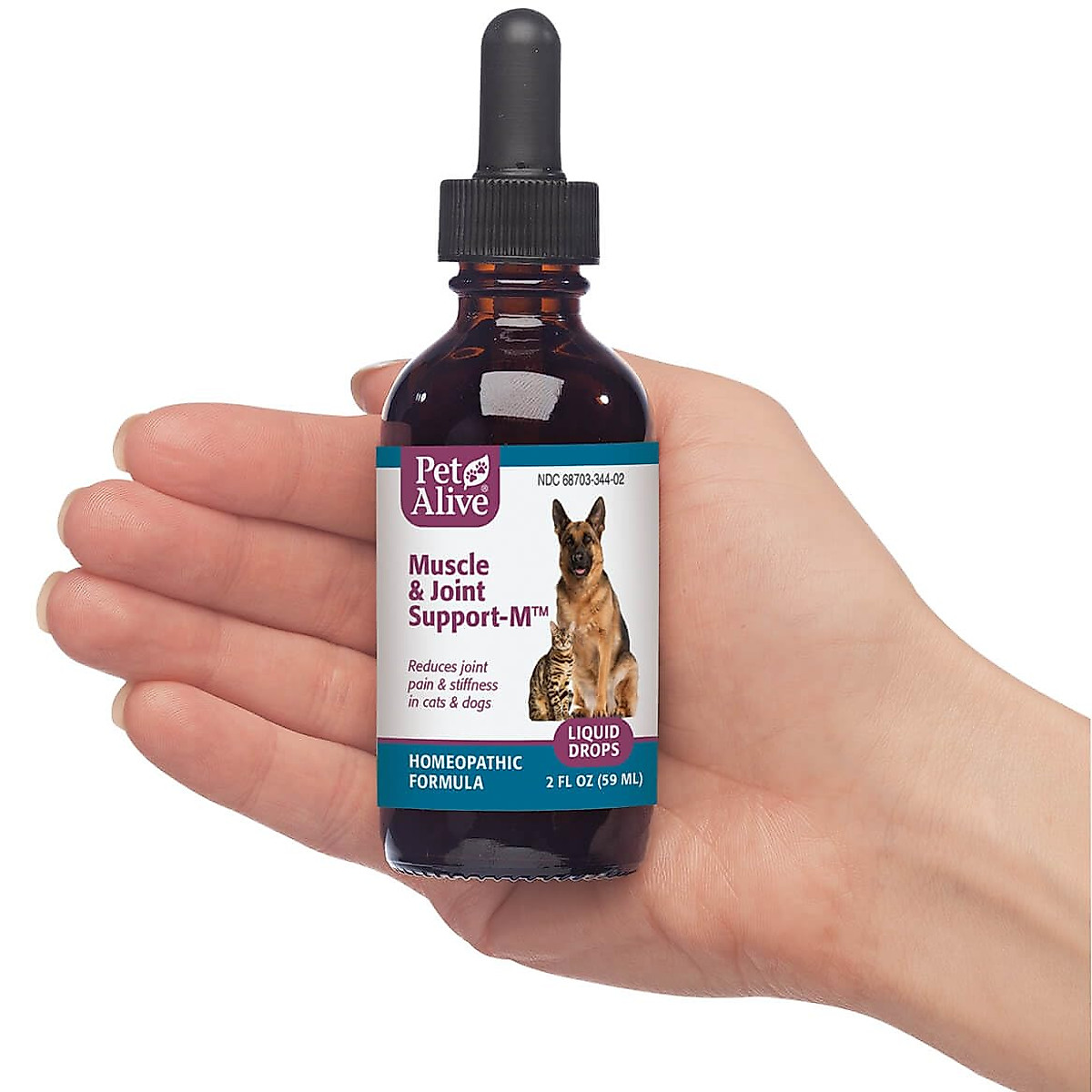 PetAlive Muscle and Joint Support-M - Natural Homeopathic Formula for Joint Pain and Stiffness in Pets - Supports Joint Health and Movement in Dogs and Cats - 59 mL