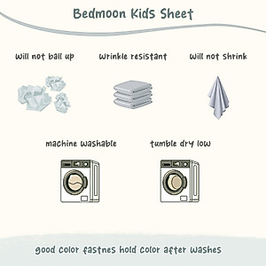 Bedmoon Boys Girls Twin Sheets, Kids Silver Star Bed Sheet Set with Non-Slip Fitted Sheet, Boys Girls Star Soft Microfiber Twin Sheets & Pillowcases