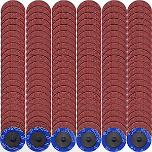 150 Pcs Sanding Discs Set, Die Grinder Accessories Sanding Disc 2 Inch, 36 Grit 60 Grit 80 Grit Roll Lock Discs for Die Grinder Surface Prep Strip Grind Polish Burr Remove