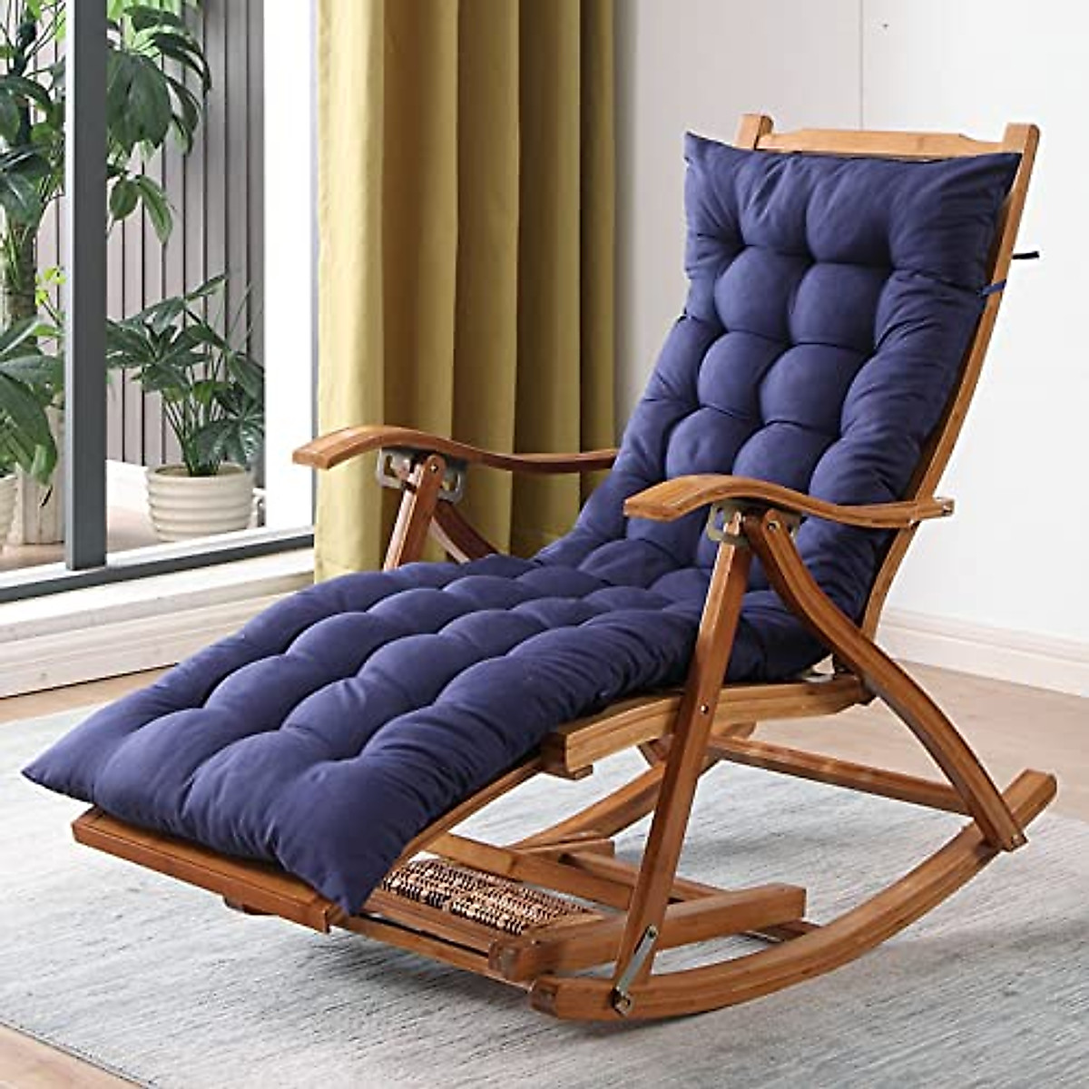 Lounge Chair, Balcony Home Lounge Chair, Rocking Chairs for Adults Wooden Bamboo Stable Comfort Garden Deck Chairs Load-Bearing 200kg (Color : Wooden Chair)