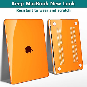 Teryeefi Case Cover for MacBook Air 15 inch [2023 2024 Release], Plastic Hard Shell with Keyboard Cover for MacBook Air 15.3" M2 M3 A2941 A3114 with Touch ID & Liquid Retina Display, Glossy Orange