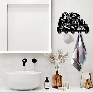 AVJERA Star Warfare Key Holder for Wall, Nail-Free Key Holder, Skywalker Key Hook for Entryway, Wall Mounted Stormtrooper Key Hooks, Gift for Vader Lovers,11.4''7''0.3''