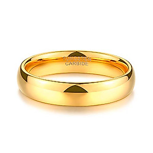 TRUMIUM 4mm Tungsten Wedding Band Ring for Men Women Gold Plated Domed High Polished Comfort Fit 9
