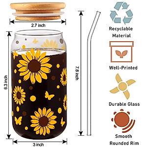 Vakuny Sunflower Gifts for Women - Inspirational Gifts for Women - Sister Gifts from Sisters - Birthday Gift for Mom, Friend, Wife, Coworker - 16 Oz Sunflower Beer Can Glass…