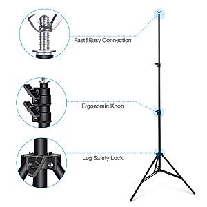 Photo Backdrop Stand, Photography Backdrop Stand, 10Ft Adjustable Background Stand Kit for Studio, Parties, Wedding, with 4 Crossbars, 4 Backdrop Clamps, 2 Sandbags, and Carrying Bag