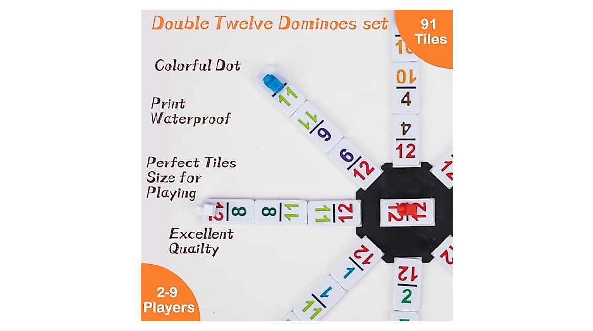 Smilejoy Double 12 Colorful Number Domino Set for Family Fun