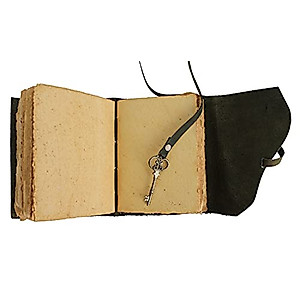 TUZECH Vintage Leather Journal Writing Notebook Handmade Leather Bound journal with deckle edge paper For Men And Women Gift For Art Sketchbook, Travel Diary And Notebooks To Write (Green)