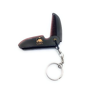 G.B.S Folding Beard Comb for Men - Handmade Keychain Mustache Comb - Portable Pocket Travel Comb for Grooming & Combing Hair, Beards and Mustaches