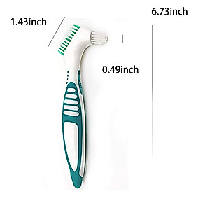 HEIGOO Denture Cleaning Brush, Portable False Teeth Cleaning Brush, Use for The Best Gift for People Wear Denture Teeth, Green