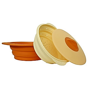 Zoie + Chloe 100% Silicone Family Size Steamer - Collapsible Design with Lid & Detachable Colander