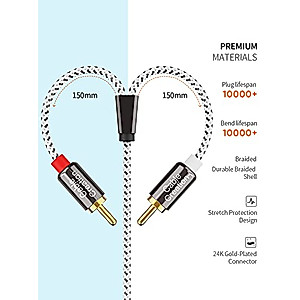 CableCreation 3.5mm to RCA Cable 10FT, Angle 3.5mm Male to 2RCA Male Auxiliary Stereo Audio Y Splitter Gold-Plated for Smartphones, MP3, Tablets, Speakers, Home Theater, HDTV, 3M