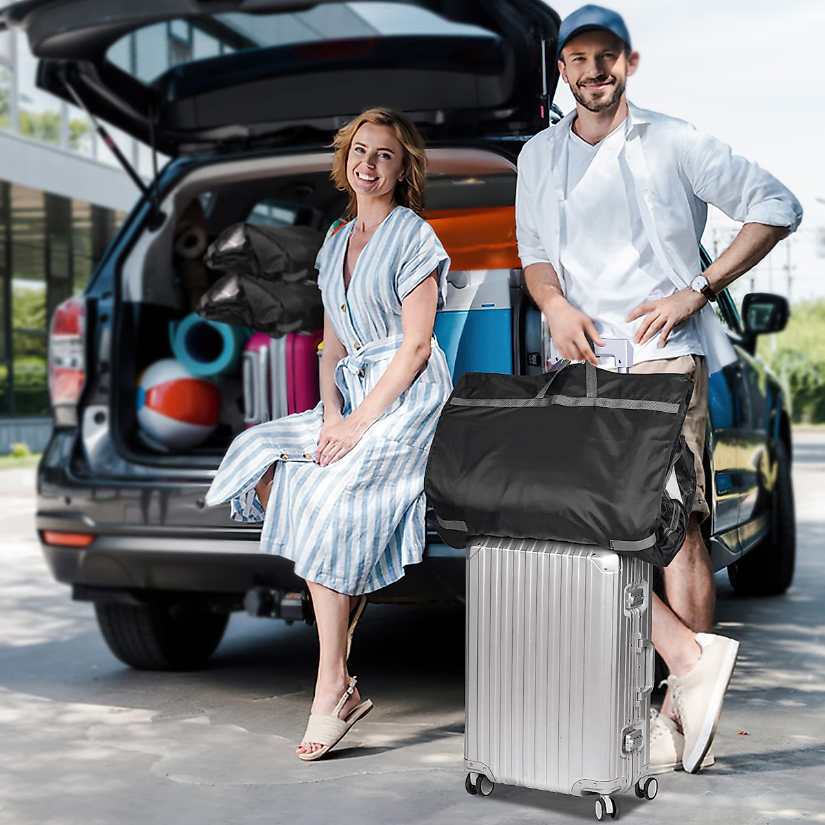 MISSLO 10" Gusseted Garment Bags for Hanging Clothes Compression 43" Suit Bags for Closet Storage Space Saver Clothes Bags for Travel Suit Cover Bags, 3 Packs