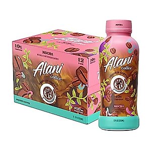 Alani Nu Protein Coffee MOCHA | Ready To Drink Cold Brew with 10g of Protein | 100mg Caffeine | 90 Calories, Naturally Flavored | 12 Fl Oz Bottles | 12 Pack