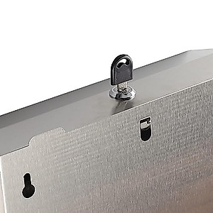 Stainless Steel Paper Towel Dispenser Wall Mount, TOBEFORT Comercial Hand Towel Dispenser with Lock, Trifold/C Fold Paper Towel Holder for Bathroom Kitchen Office, Large Capacity 300 Multi-Fold…