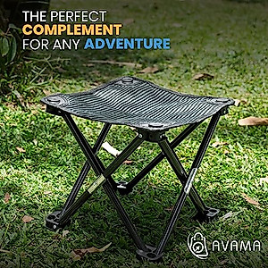 AVAMA - Camping Stool, Folding Small Chair Seat Height 10 inch Portable Camp Stool with Carry Bag for Camping - Fishing - Hiking - Gardening - Travel - Hiking - Beach - Garden - BBQ