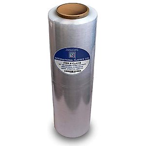 International Plastics Co. 18" Stretch Film/Wrap 1500 feet 7 Layers 80 Gauge Industrial Strength 800% Stretch 20 Microns Clear Cling Durable Adhering Packing Moving Heavy Duty Shrink Film (1 Pack)
