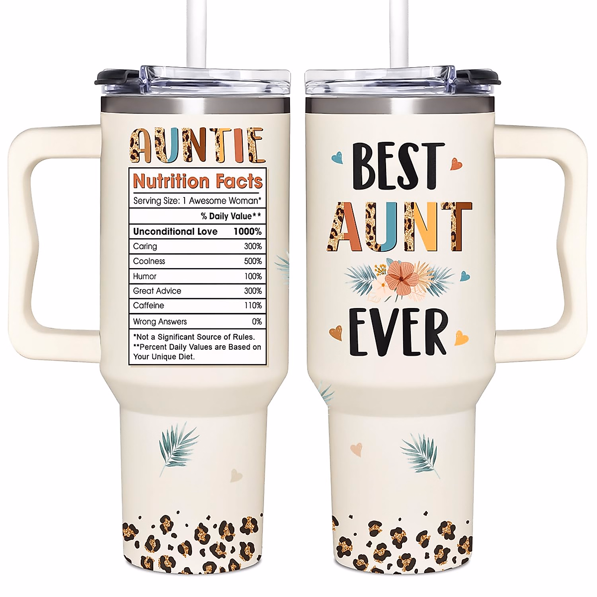 AT2Z GLOBAL Gifts for Aunt, Auntie Gifts - Aunt Gifts from Niece, Nephew - Christmas Gifts for Aunt,Birthday Gift, Mothers Day Gifts for Auntie - Gifts for New Aunt - 40oz Tumbler With Handle & Straw