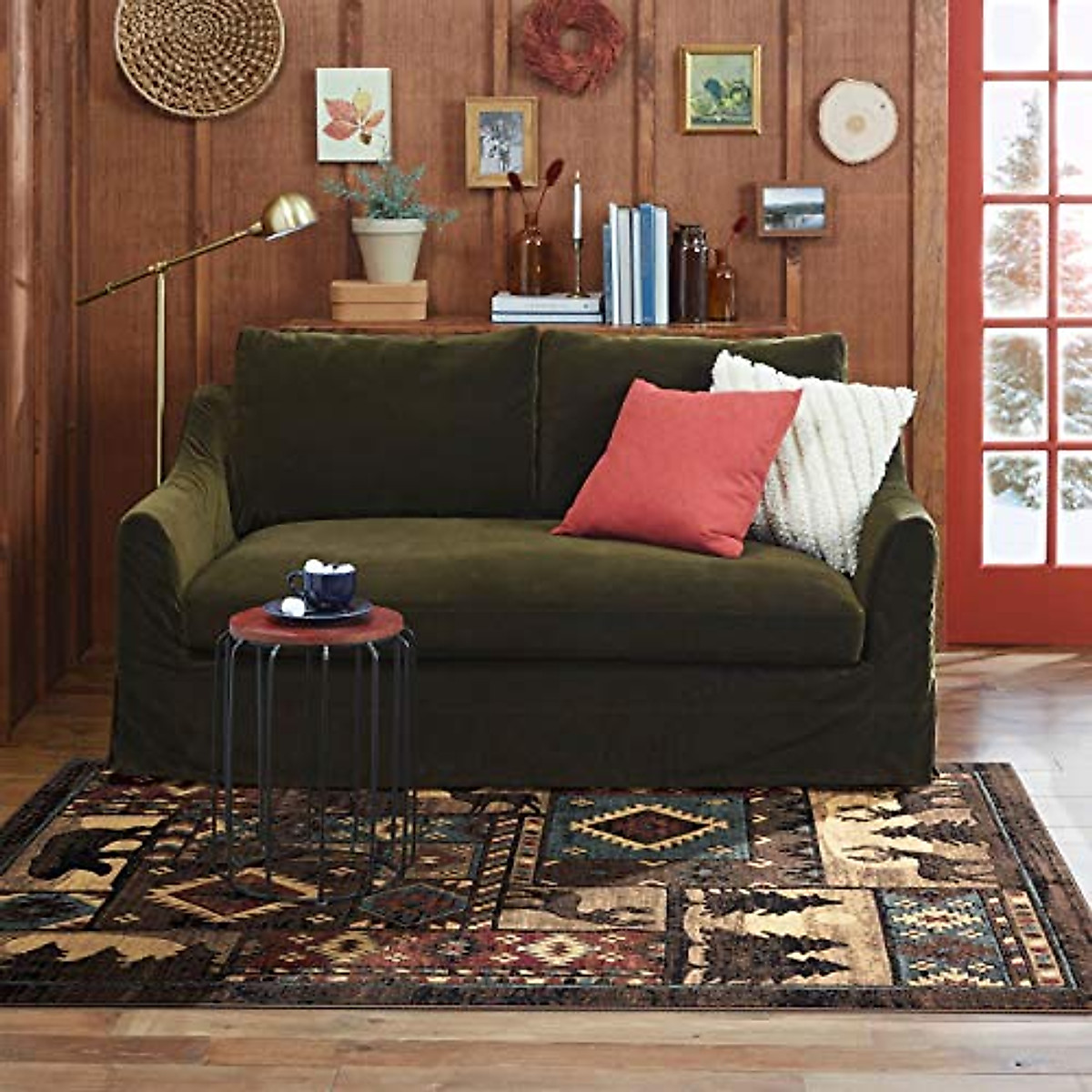 Home Dynamix Buffalo Bear Rustic Area Rug, Brown/Red, 5'2"x7'2", Rectangular
