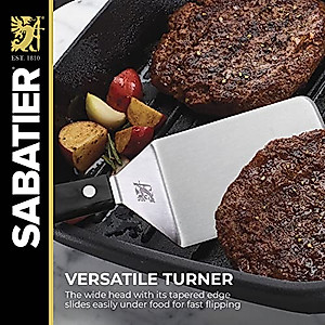Sabatier Triple Rivet Stainless Steel Wide Turner, 9.65-Inch, Black