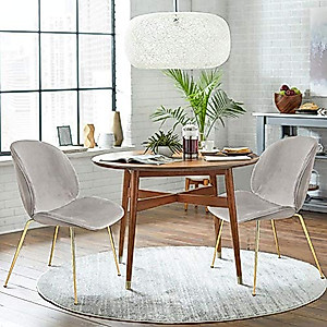 GIA Contemporary Dining Chair with Velvet Upholstery, Qty of 2, Light Gray