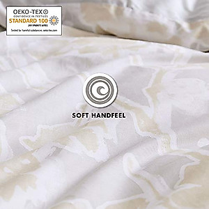 INTELLIGENT DESIGN Reversible 100% Cotton Sateen Duvet - Breathable Comforter Cover, Modern All Season Bedding Set with Sham (Insert Excluded), Tanet, Flower Grey King/Cal King(104"x90")