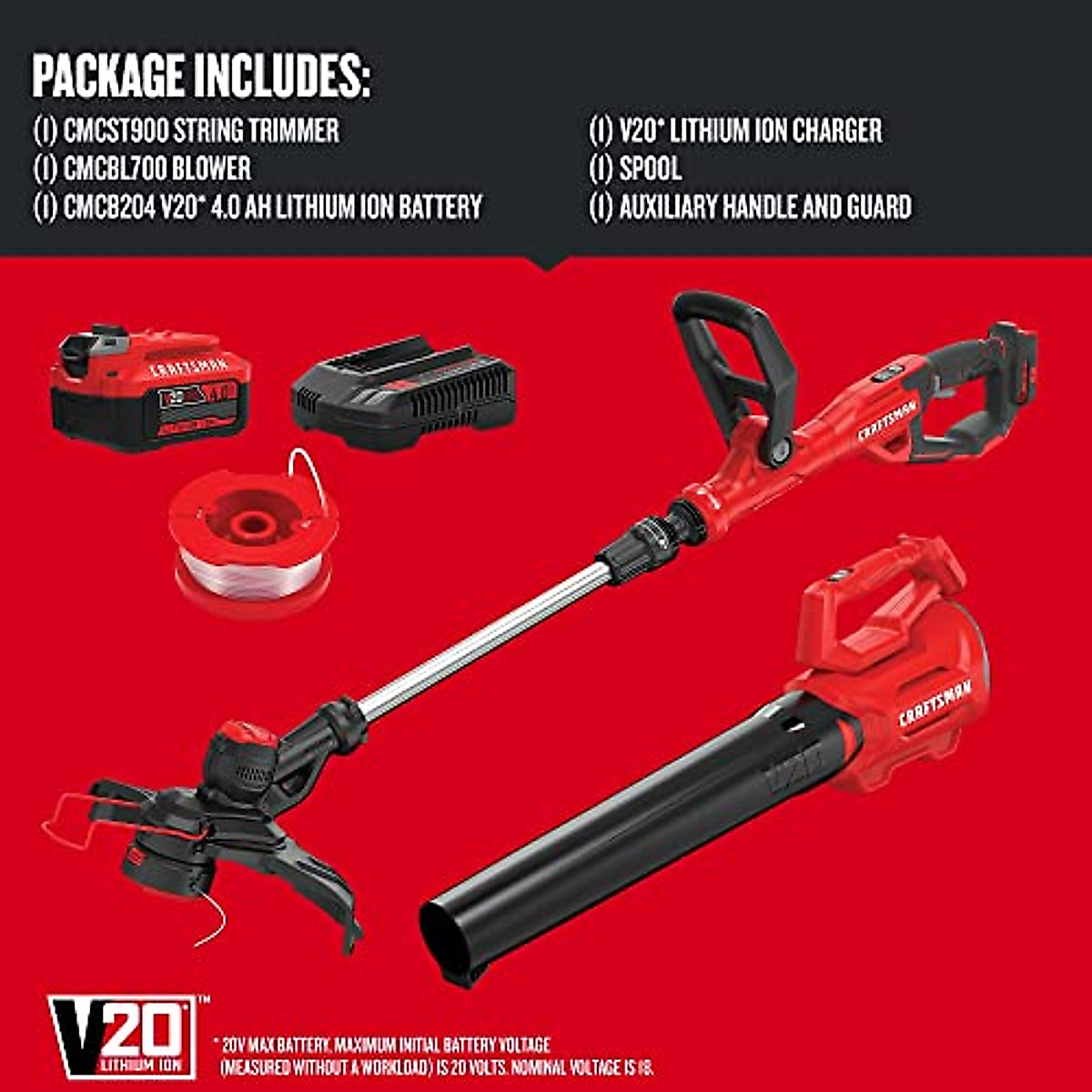 CRAFTSMAN 20V MAX WEEDWACKER String Trimmer and Leaf Blower Combo Kit, Battery and Charger Included (CMCK197M1 )