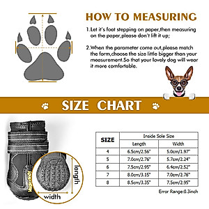 WUXIAN Waterproof Dog Shoes,Dog Outdoor Shoes, Running Shoes for Dogs,Pet Rain Boots, Labrador Husky Shoes for Medium to Large Dogs,Rugged Anti-Slip Sole and Skid-Proof-Size5