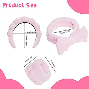 Babyfond Spa Headband, 4 Pcs Face Wash Wristbands Set, Reusable Spa Skincare Towel Headband for Washing Face, Non Slip Hair Shower Puffy Makeup Headbands for Women, Preventing Liquid Overflow