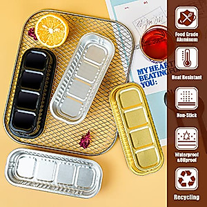 TECHMUR Mini Loaf Pans with Lids, 50 PC Aluminum Foil Disposable Baking Pans 6.8oz Rectangle Mini Cake Pans Cupcake Baking Cups For Cake Dessert Loaf Gold