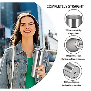 Wzaytia 8 Pack 20 Oz Straight Skinny Tumblers, Individually Gift Boxed Stainless Steel Slim Skinny Tumbler Set Bulk, 20 Oz Insulated Slim Thin Travel Tumbler Cup for Diy, Silver