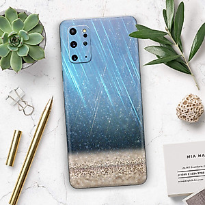 DesignSkinz Strachted Blue and Gold Protective Vinyl Decal Wrap Skin Cover Compatible with The Samsung Galaxy S20 (Screen Trim & Back Glass Skin)