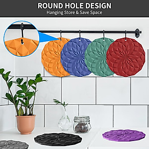 ME.FAN Silicone Trivet Mats - 4 Pack Pot Holders - 7.4'' Thickened Hot Pads for Hot pots, Pans and Dishes, Heat Resistant Silicone Trivet for Table and Counter Top Desert Sage