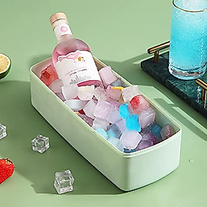 HOMQUEN Ice Cube Trays for Freezer, Easy Release Silicone 21-Grain Ice Trays with Lid, Storage Container, Scoop, Square Ice Ball Maker Mold, Ice Cube Mold for Chilling Whiskey Tea Coffee (Green)