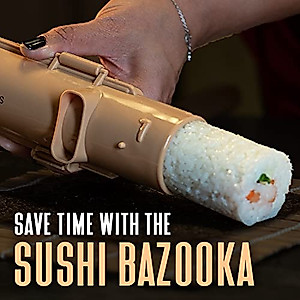 Sushi Making Kit- Complete Sushi Making Kit for Beginners & Pros Sushi Makers, Perfect Sushi Making Kitchen Accessories Like Sushi Knife, 2 Sushi Mats, Rice Bazooka, Dipping Plate, & More (Bamboo)