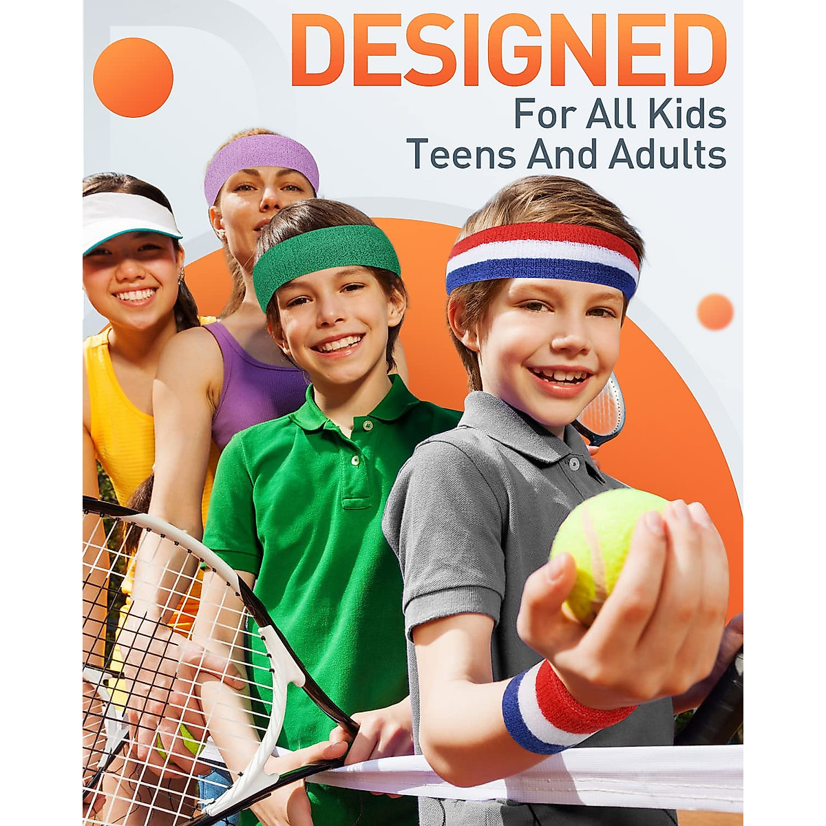 Tanluhu Sweatbands Sport Headbands for Working Out, Execise, Tennis, Basketball, Running - Terry Cloth Athletic Sweat Cotton Headband Outdoor for Men & Women