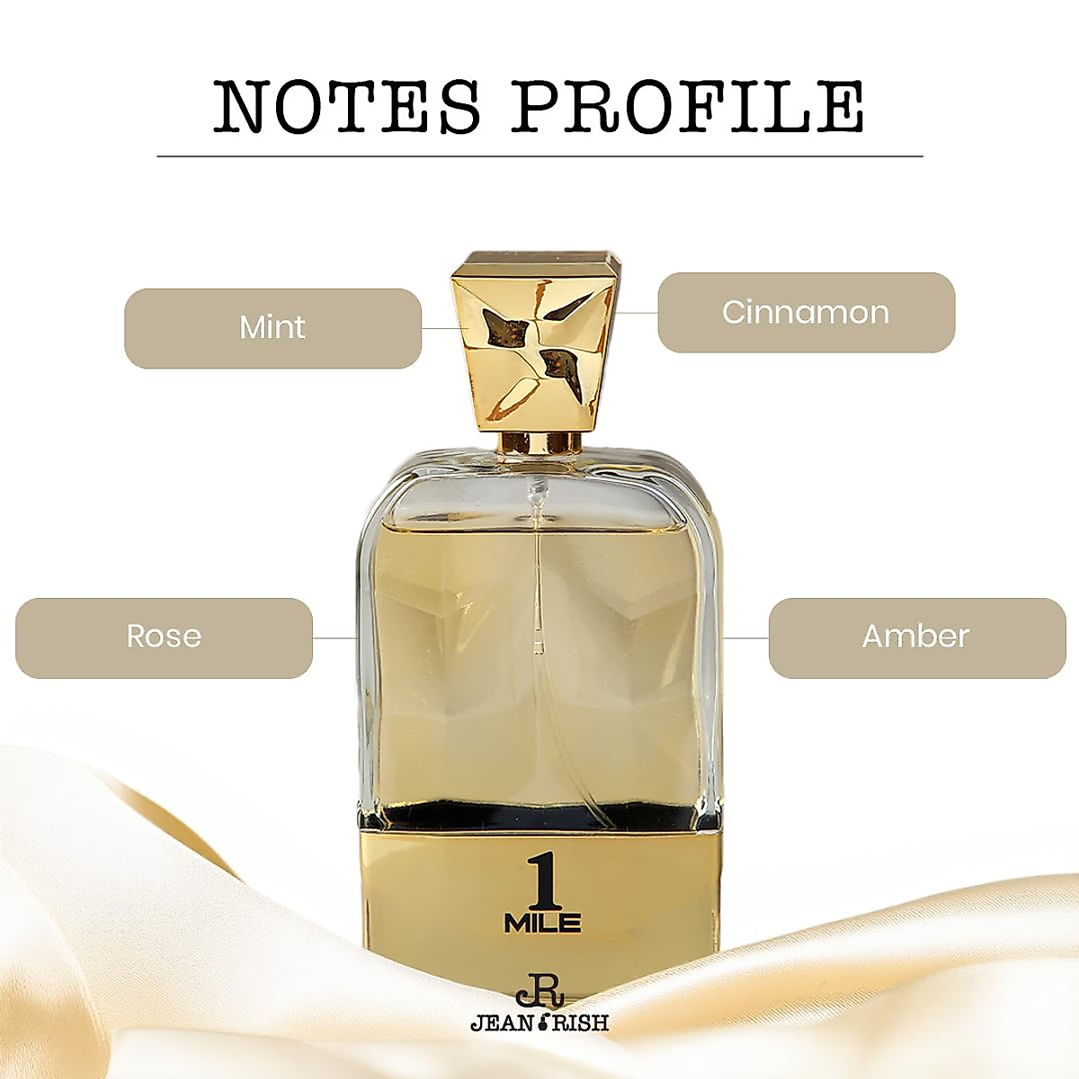 Jean Rish 1 Mile Pour Homme Eau De Toilette - Perfume for Men (3.4 Fl Oz / 100ml) with Blood Mandarin, Mint & Amber Notes - Long Lasting and Luxury Fragrance