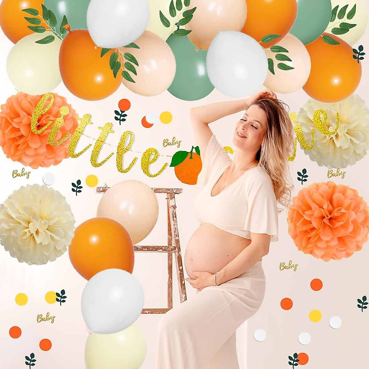 Little Cutie Baby Shower Decorations Orange Yellow Balloons Garland Arch Kit Orange Scatter Confetti Table Decorations Little Cutie Banner for Gender Reveal Little Cutie Tangerine Birthday Party Decor