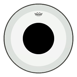 Remo P31322-10 Clear Powerstroke 3 Bass Drum Head - 22-Inch - Black Dot