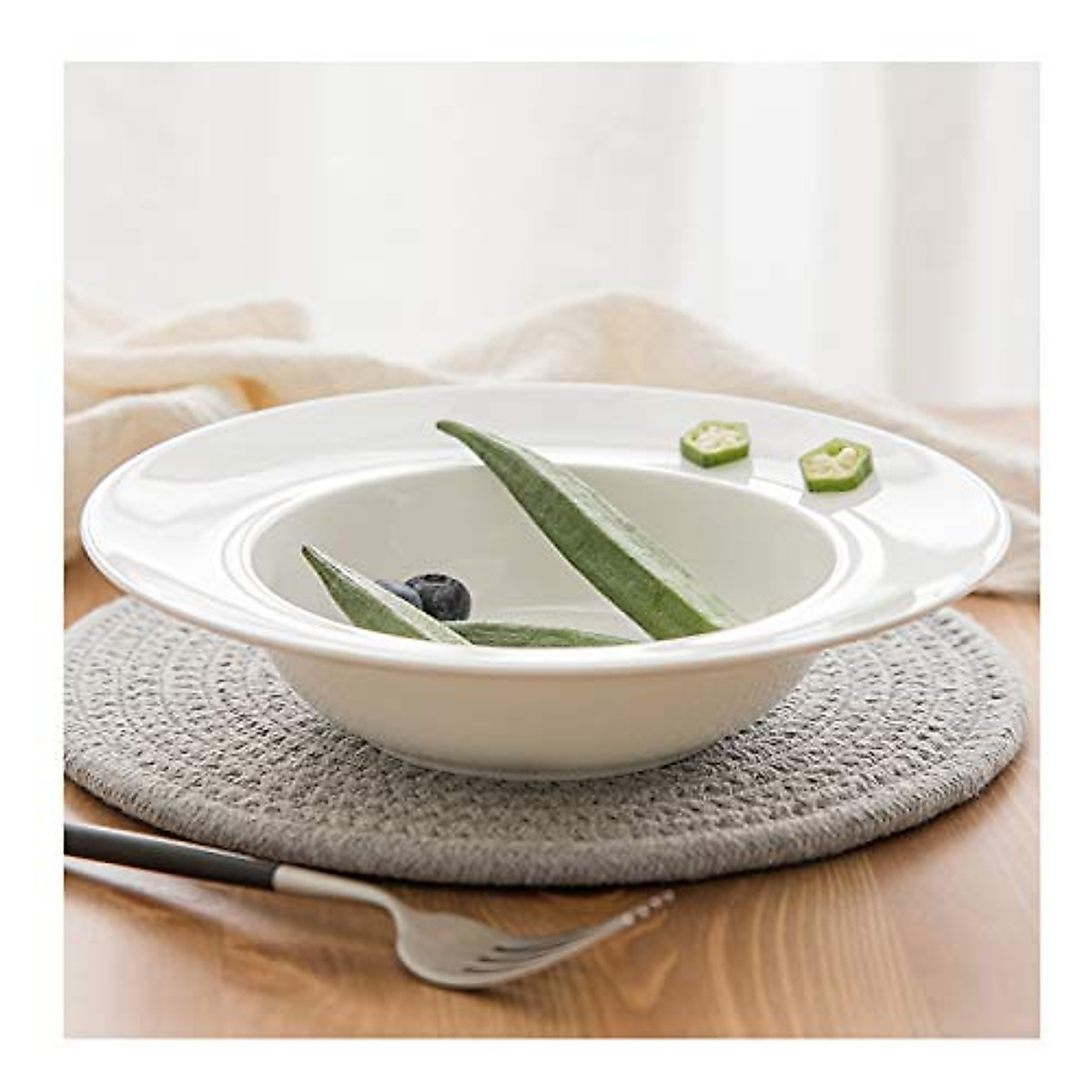 GRFIT Dishes Plates Durable White Porcelain Dinner Plates, Pasta, Salad, Soup Round Plate, Elegant Plate Suitable for Restaurant, Family, Party Use Home dining plate