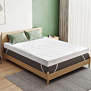 PECASOY 4 Inch Cooling Memory Foam Mattress Topper Queen, Thick High Density Foam Bed Topper Queen with Washable Cover, Organic, Hypoallergenic, Fiberglass-Free, Oeko-TEX Queen Size Mattress Toppers