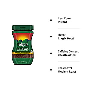 Folgers Classic Decaf Decaffeinated Instant Coffee Crystals, 8 Ounces