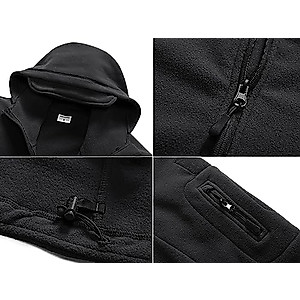 MAGCOMSEN Hoodies for Men Fleece Lined Tactical Jackets Mens Fleece Jackets Work Jacket Snow Jacket Outdoor Black L