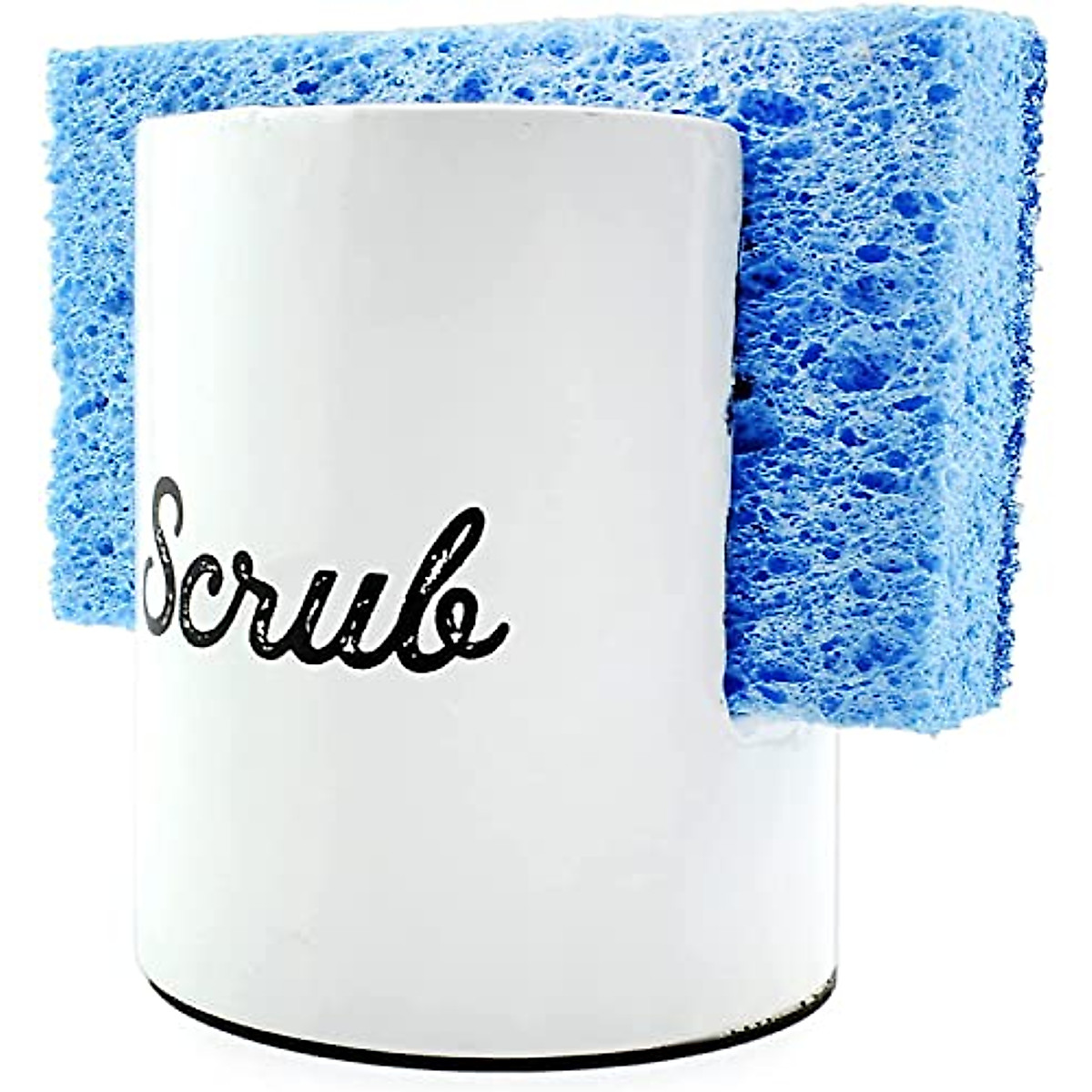 AuldHome White Enamel Sponge Holder; Rustic Enamelware Kitchen Sink Accessory