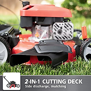 PowerSmart 21 in. 144cc 2-in-1 Walk-Behind Gas Lawn Mower, Mulching Push Lawn Mower, Red (DB8621CRX)