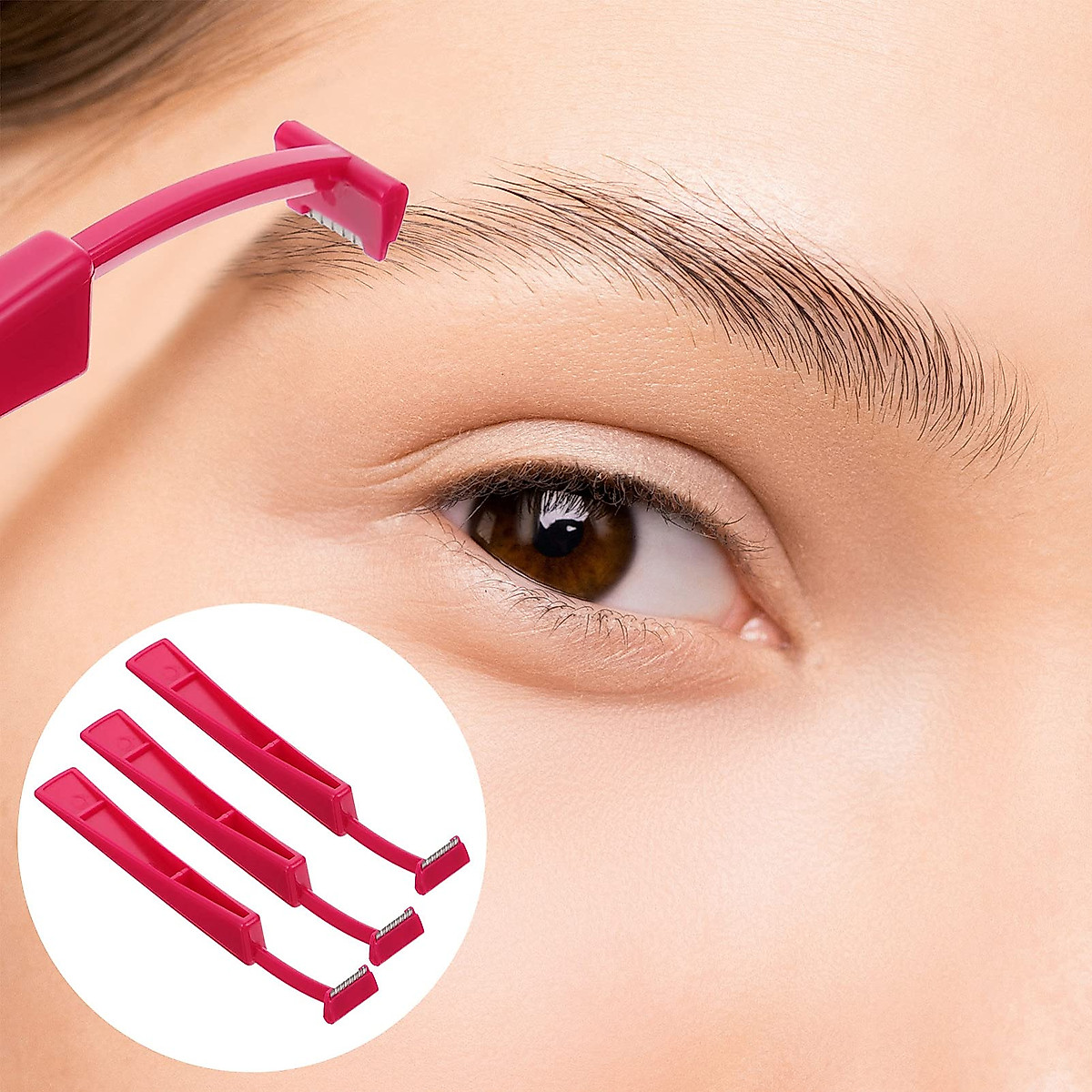 HEALLILY 6pcs Eyebrow Razor Stainless Steel Eyebrow Shaving Tool Facial Hair Remover Manual Beard Shaver for Women Men Beauty Travel Red